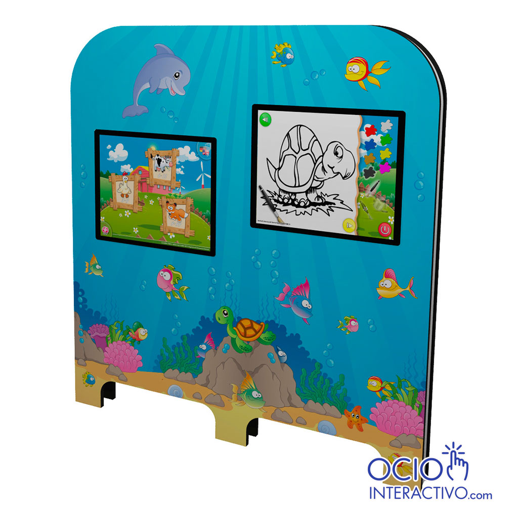 Pared interactiva tematizada 2 pantallas - Parquedebolas.com